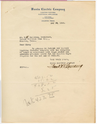 Text | Letter from Woods Electric Company to M. J. Sullivan, 1926 May ...